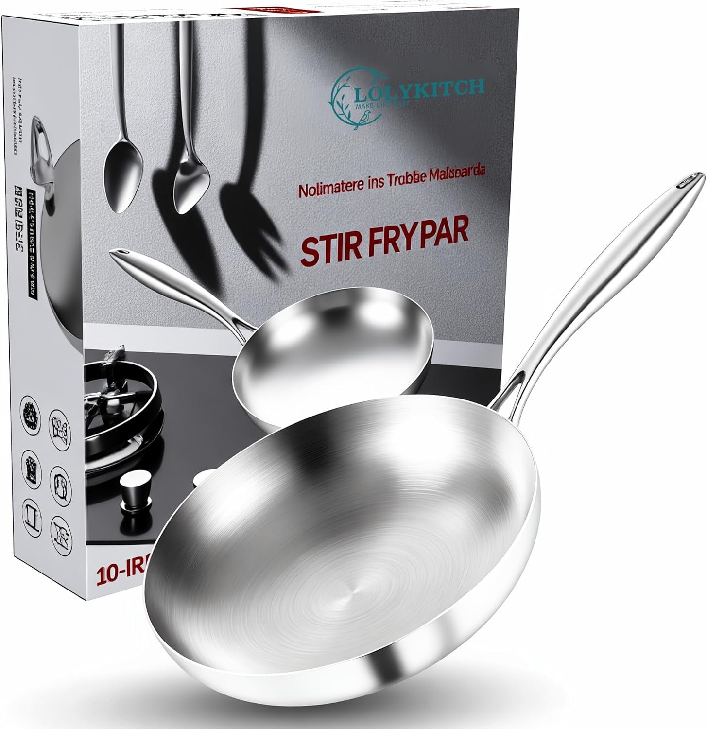 10 Inch Tri-Ply Stainless Steel Frying Pan,Skillet,Chef's Induction Pan ...