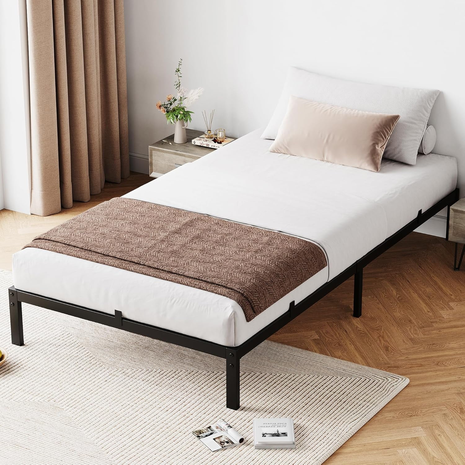 10 Inch Twin Bed Frame Twin Size Metal Platform Bed Frame with Storage ...