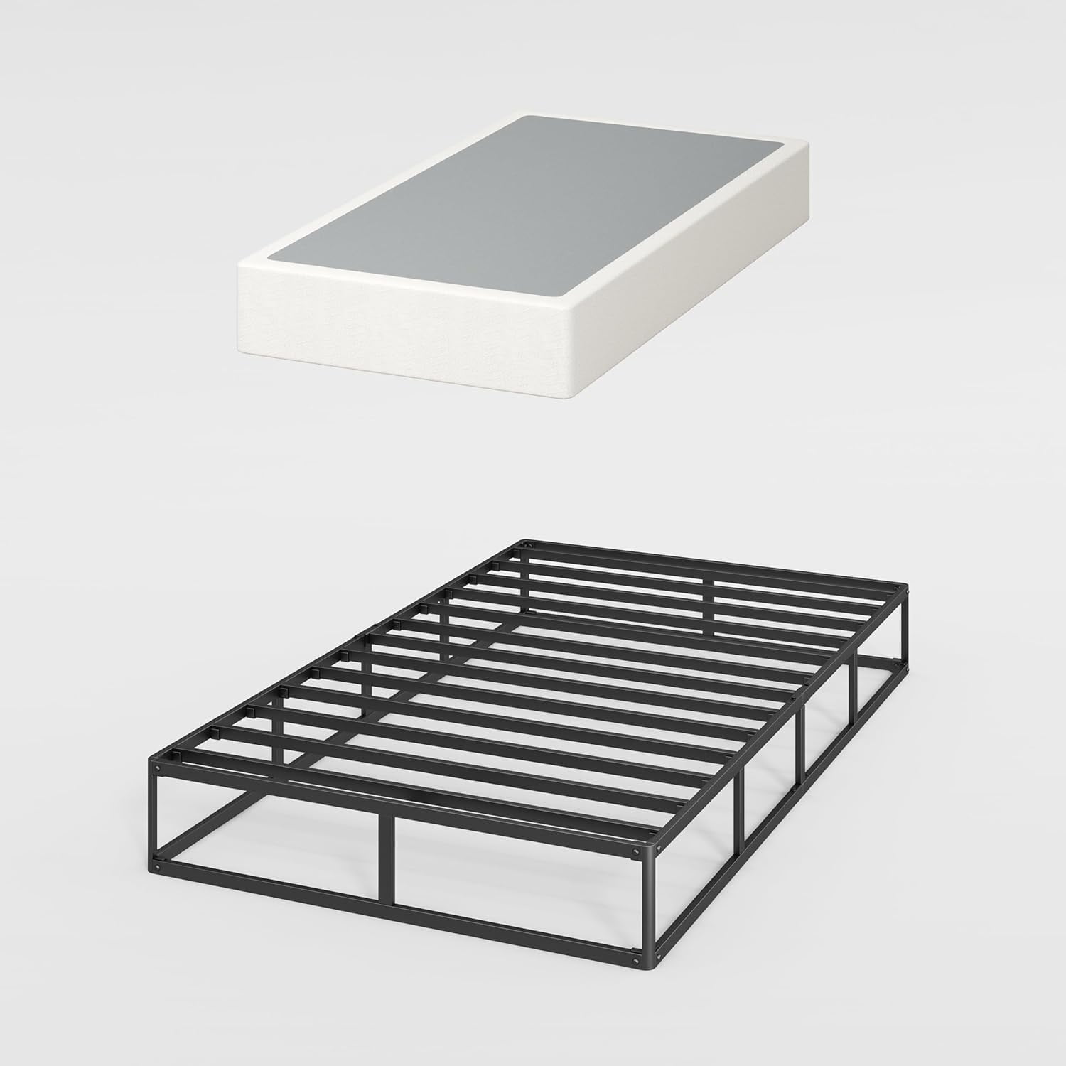 10 Inch Twin Box Spring with Fabric Cover Set, High Profile Metal Twin ...