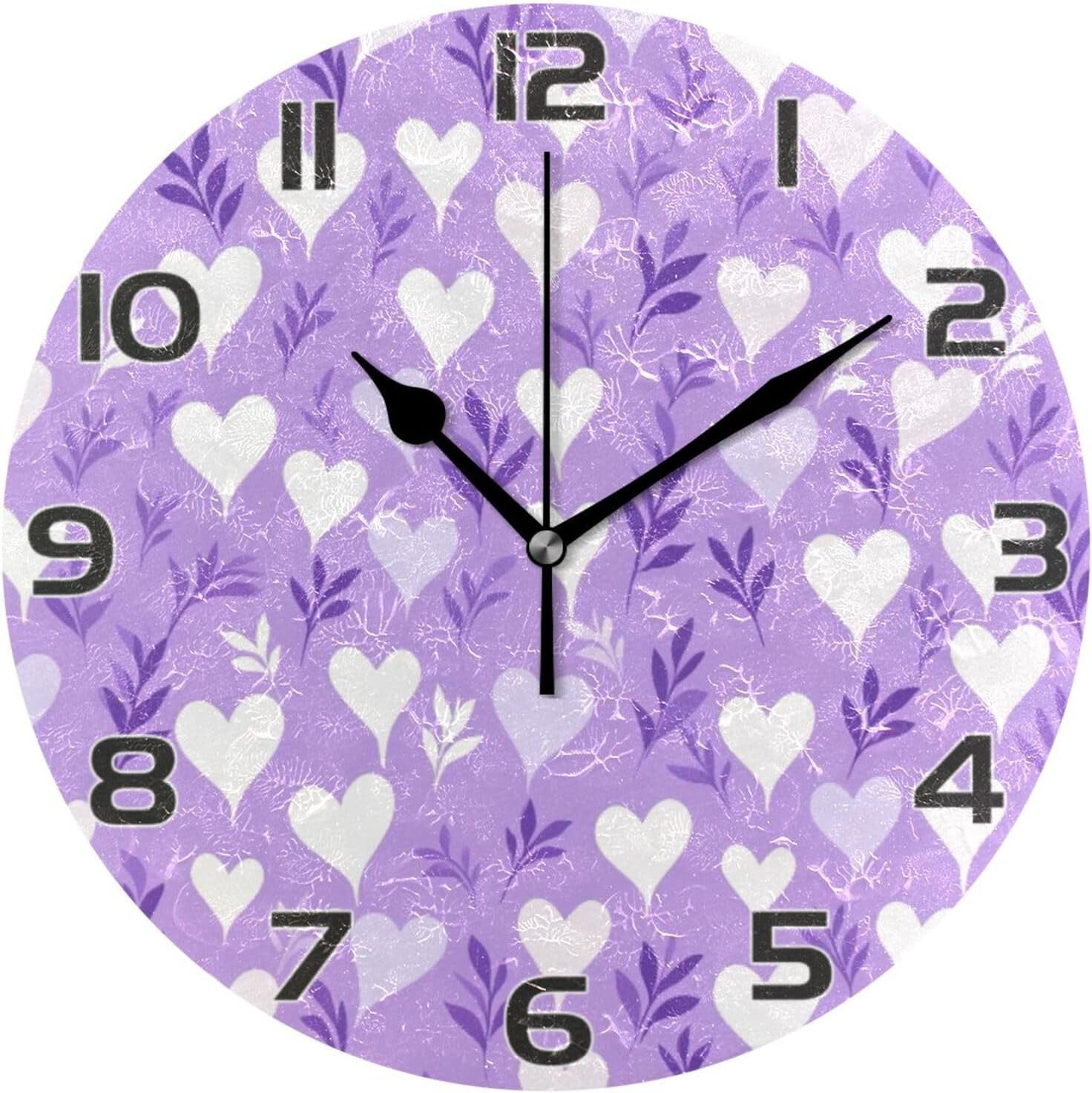 10 Inch Valentine's Day Heart Wall Clock, Silent Non Ticking Battery ...