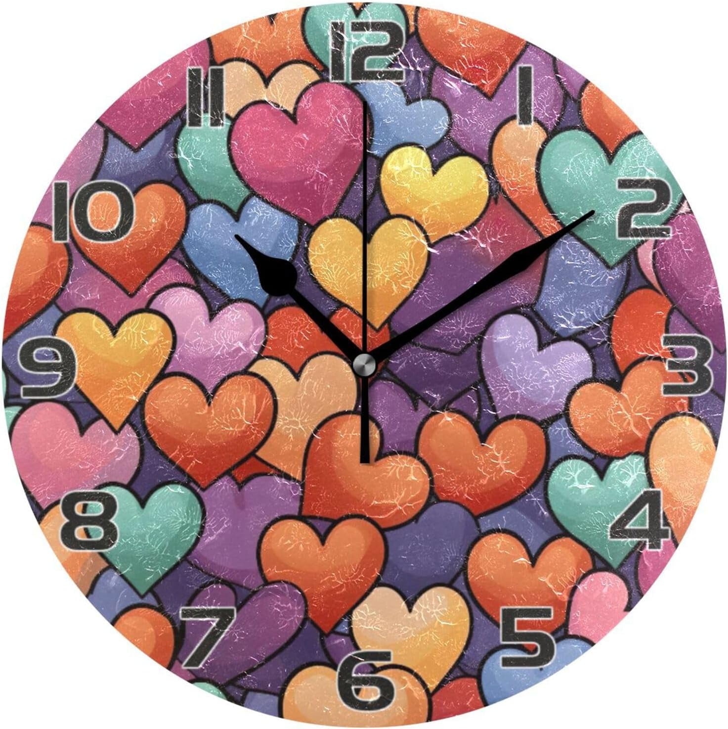 10 Inch Valentine's Day Heart Wall Clock, Silent Non Ticking Battery ...