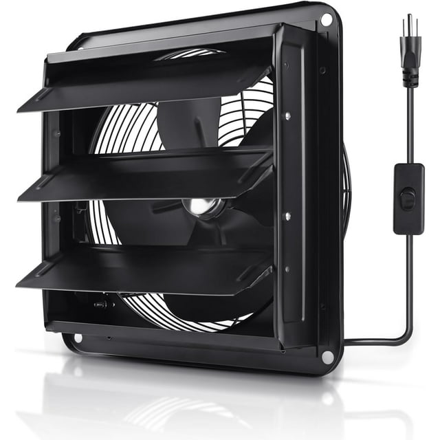 10 Inch Variable Shutter Exhaust Fan, 647CFM Low Noise Shed Extractor ...