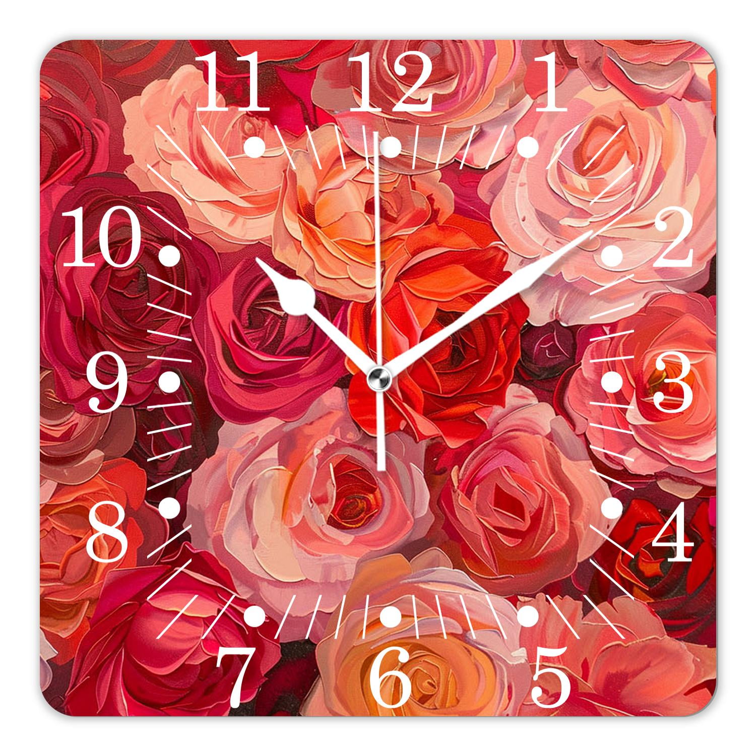 10 Inch Wall Clock Battery Operated Square Clock for Office, Kitchen ...