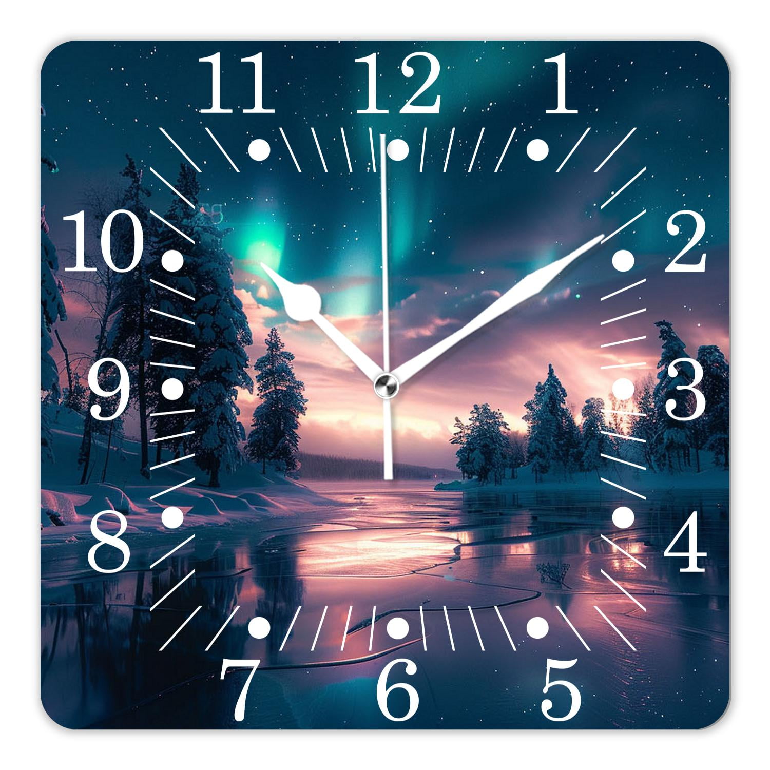 10 Inch Wall Clock Battery Operated Square Clock for Office, Kitchen ...