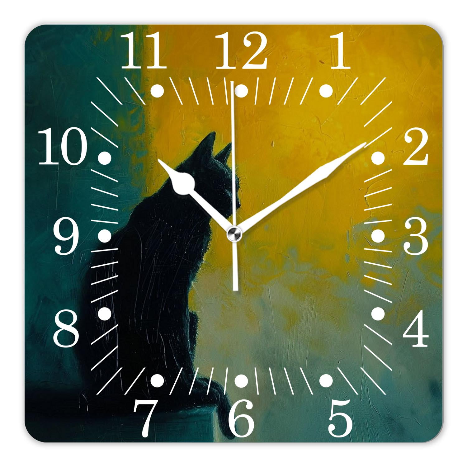 10 Inch Wall Clock Battery Operated Square Clock for Office, Kitchen ...