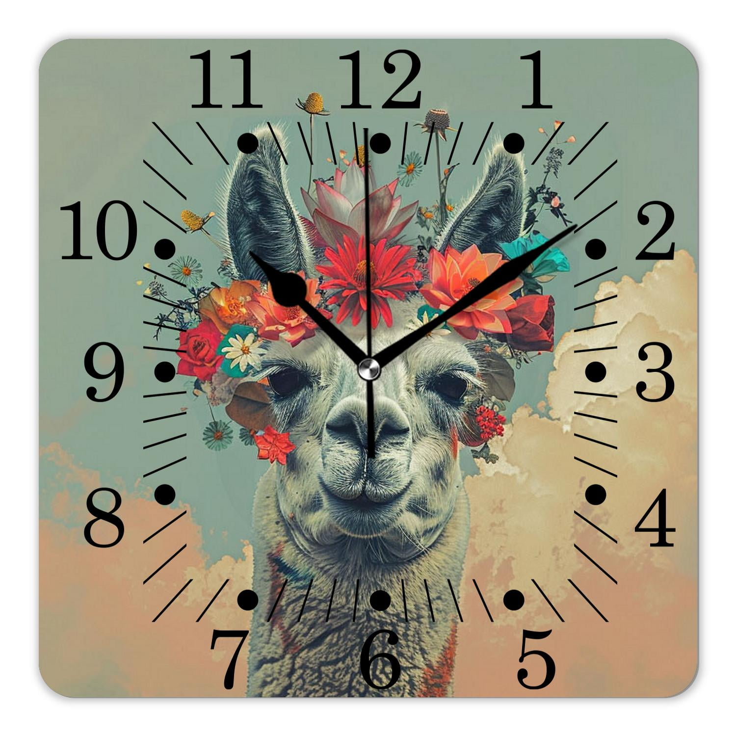 10 Inch Wall Clock Battery Operated Square Clock for Office, Kitchen ...