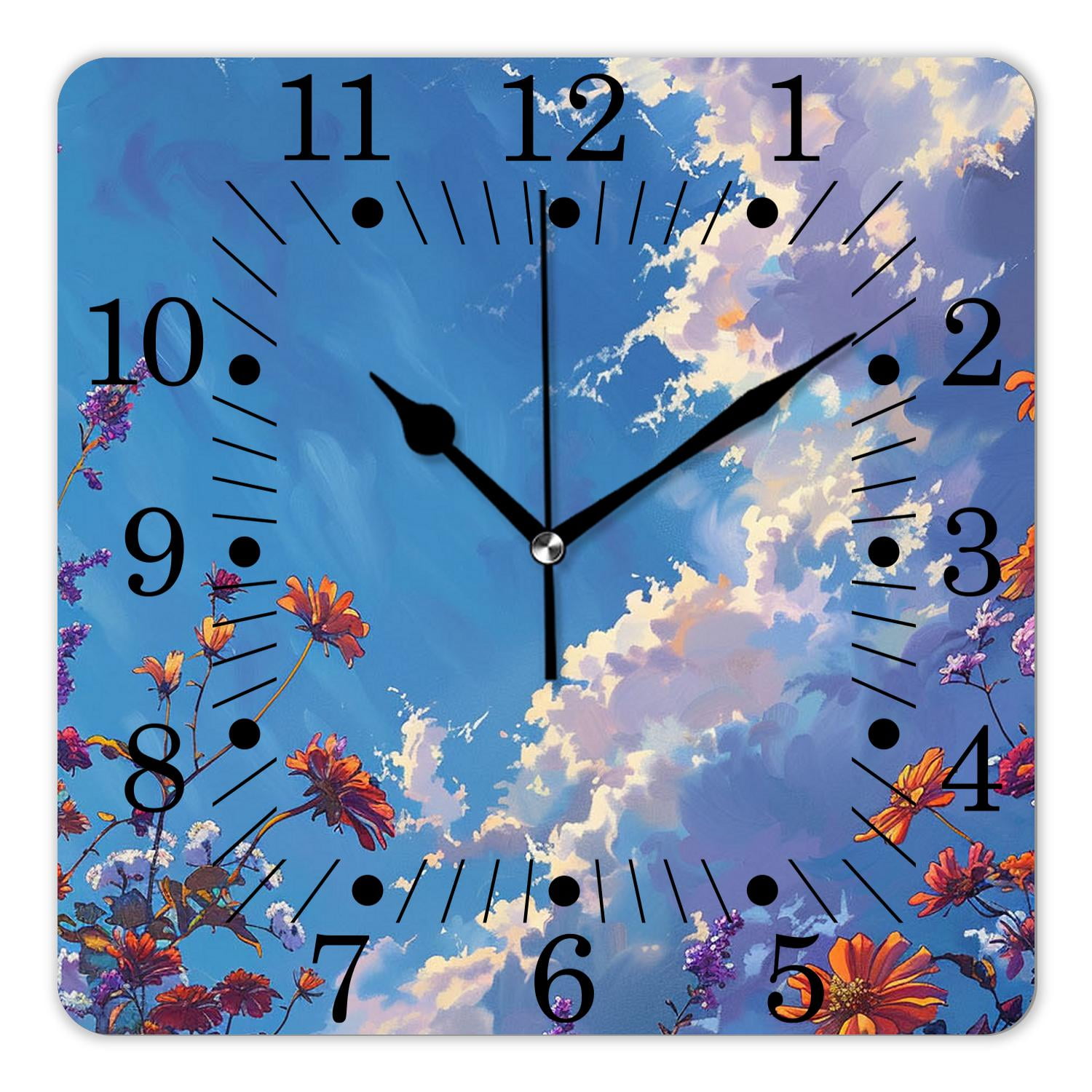 10 Inch Wall Clock Battery Operated Square Clock for Office, Kitchen ...
