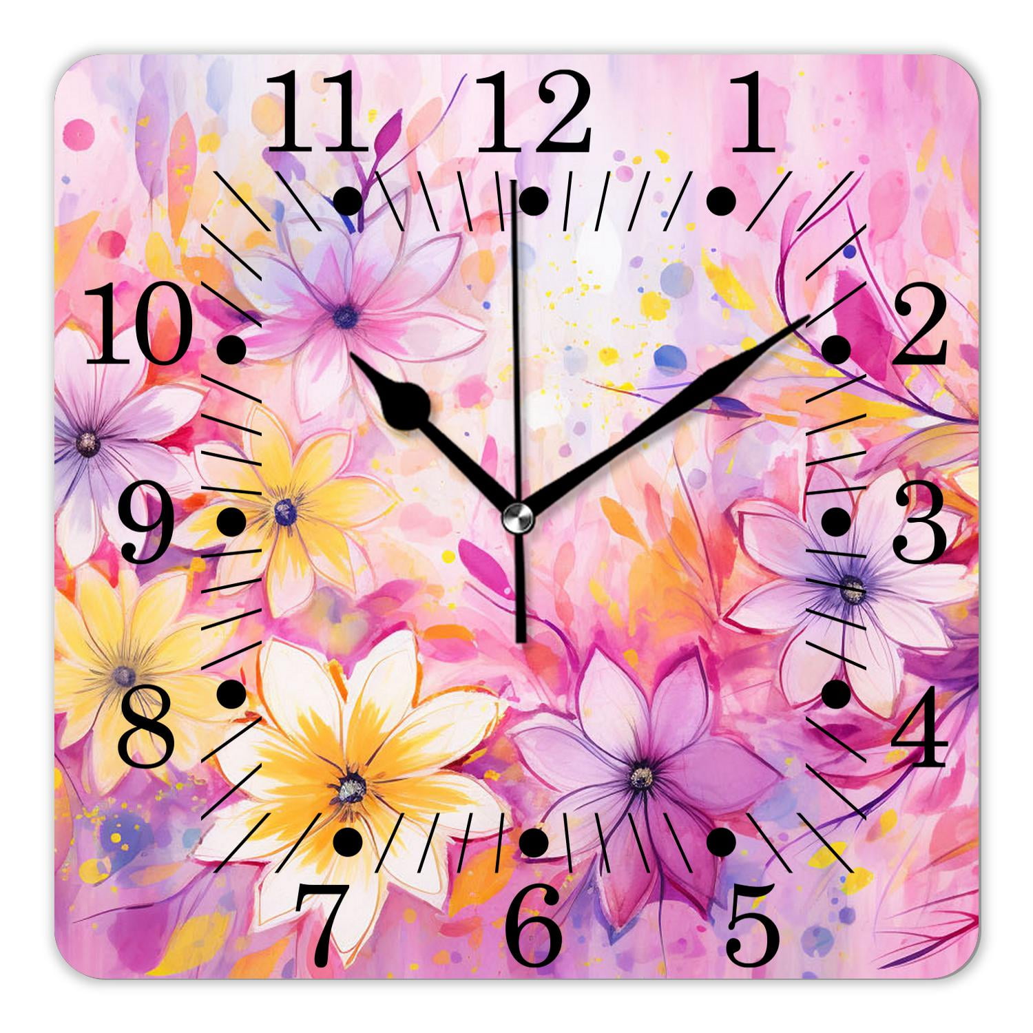 10 Inch Wall Clock Battery Operated Square Clock for Office, Kitchen ...
