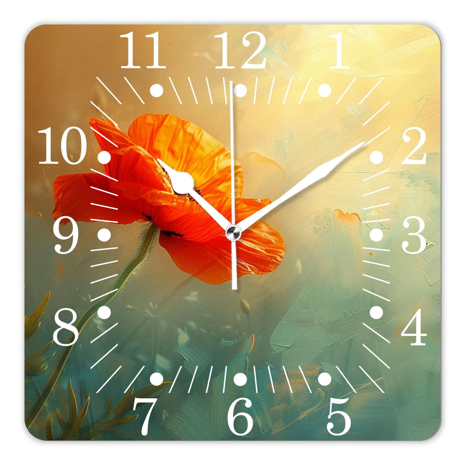10 Inch Wall Clock Battery Operated Square Clock for Office, Kitchen ...