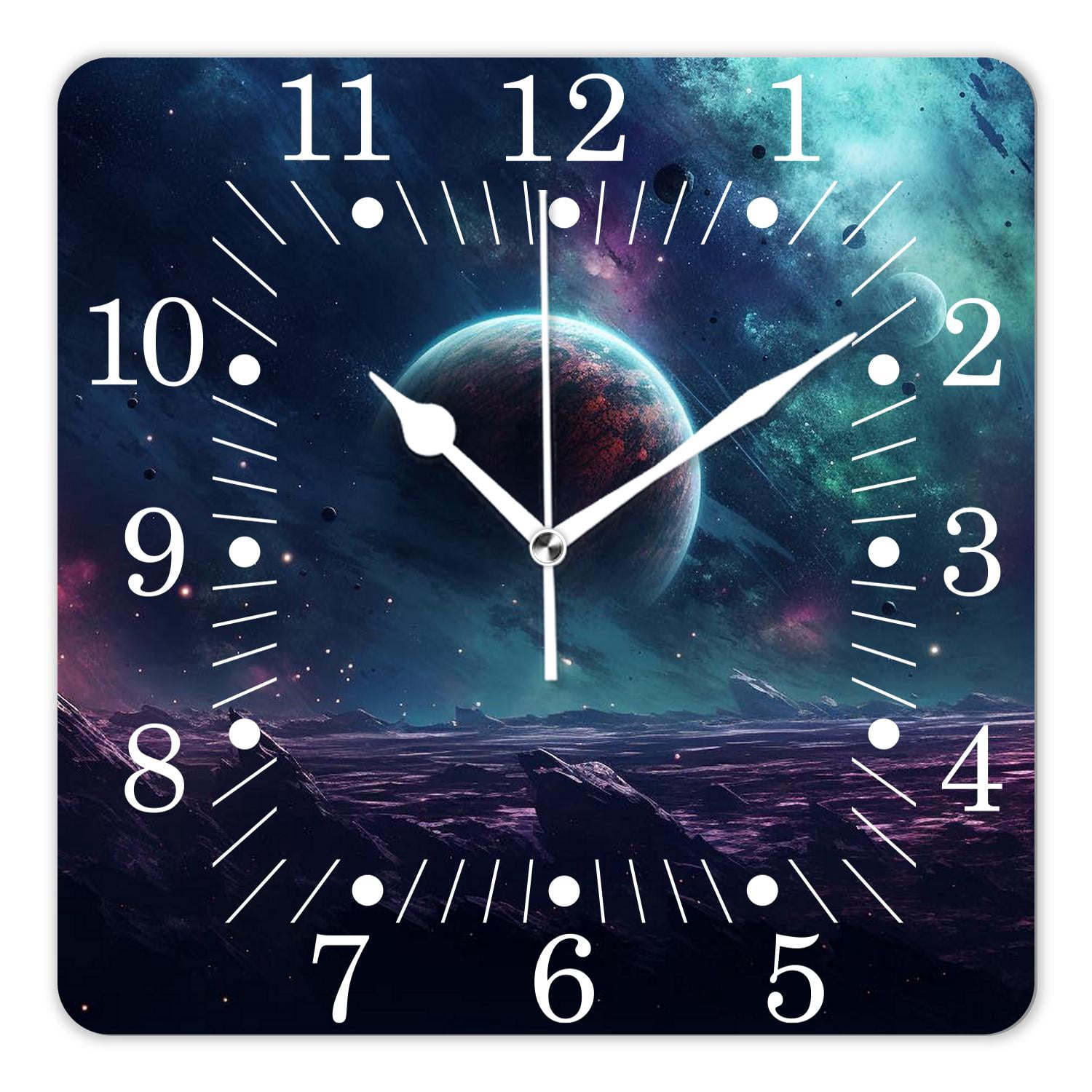 10 Inch Wall Clock Battery Operated Square Clock for Office, Kitchen ...