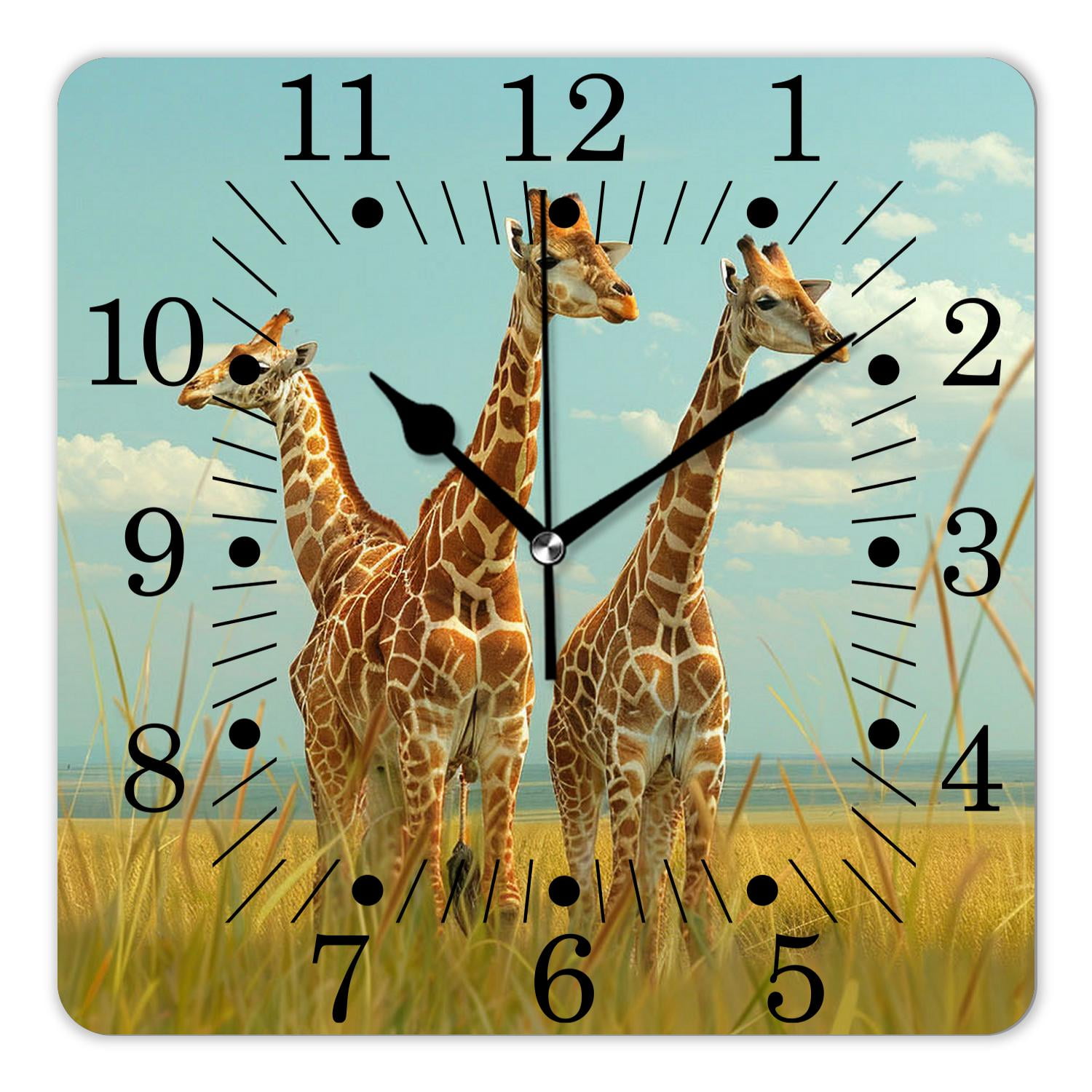 10 Inch Wall Clock Battery Operated Square Clock for Office, Kitchen ...