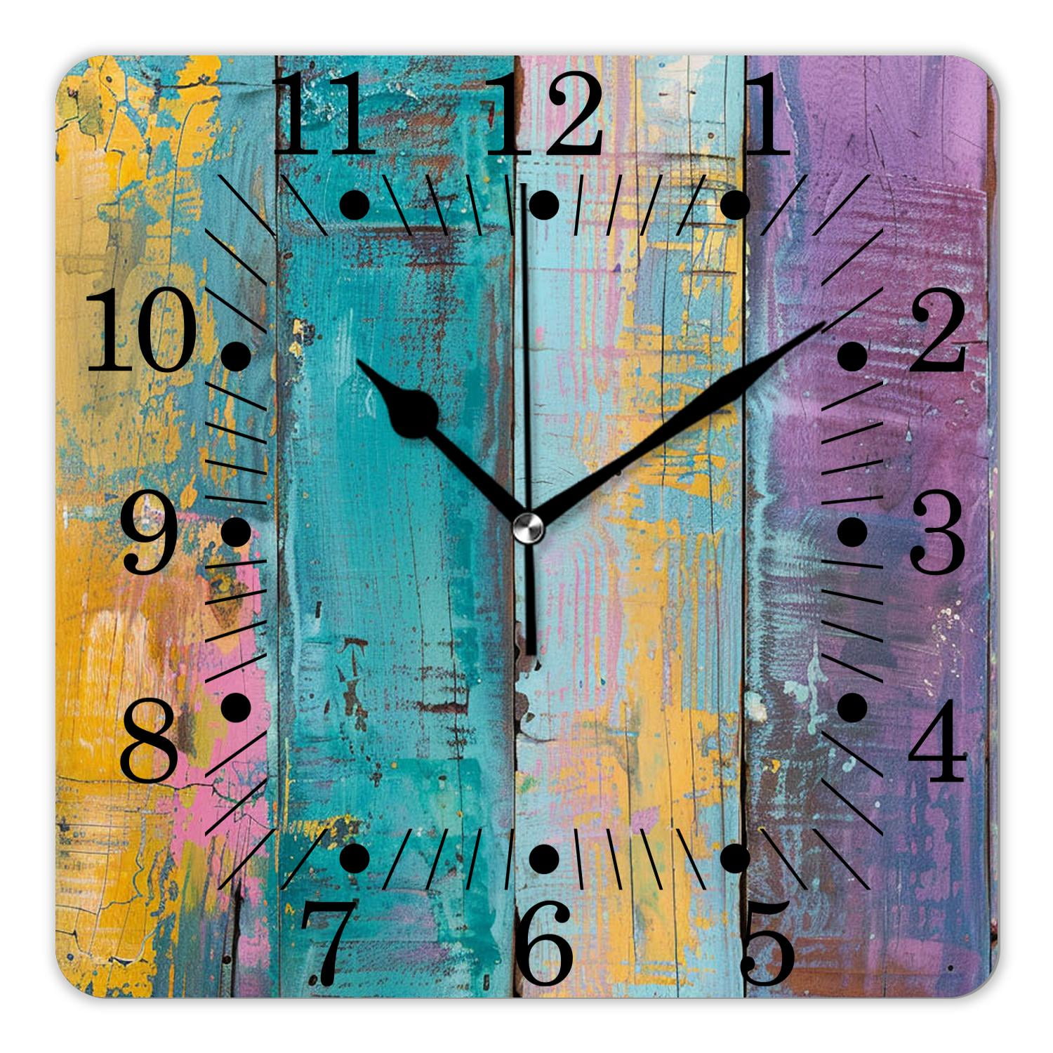10 Inch Wall Clock Battery Operated Square Clock for Office, Kitchen ...