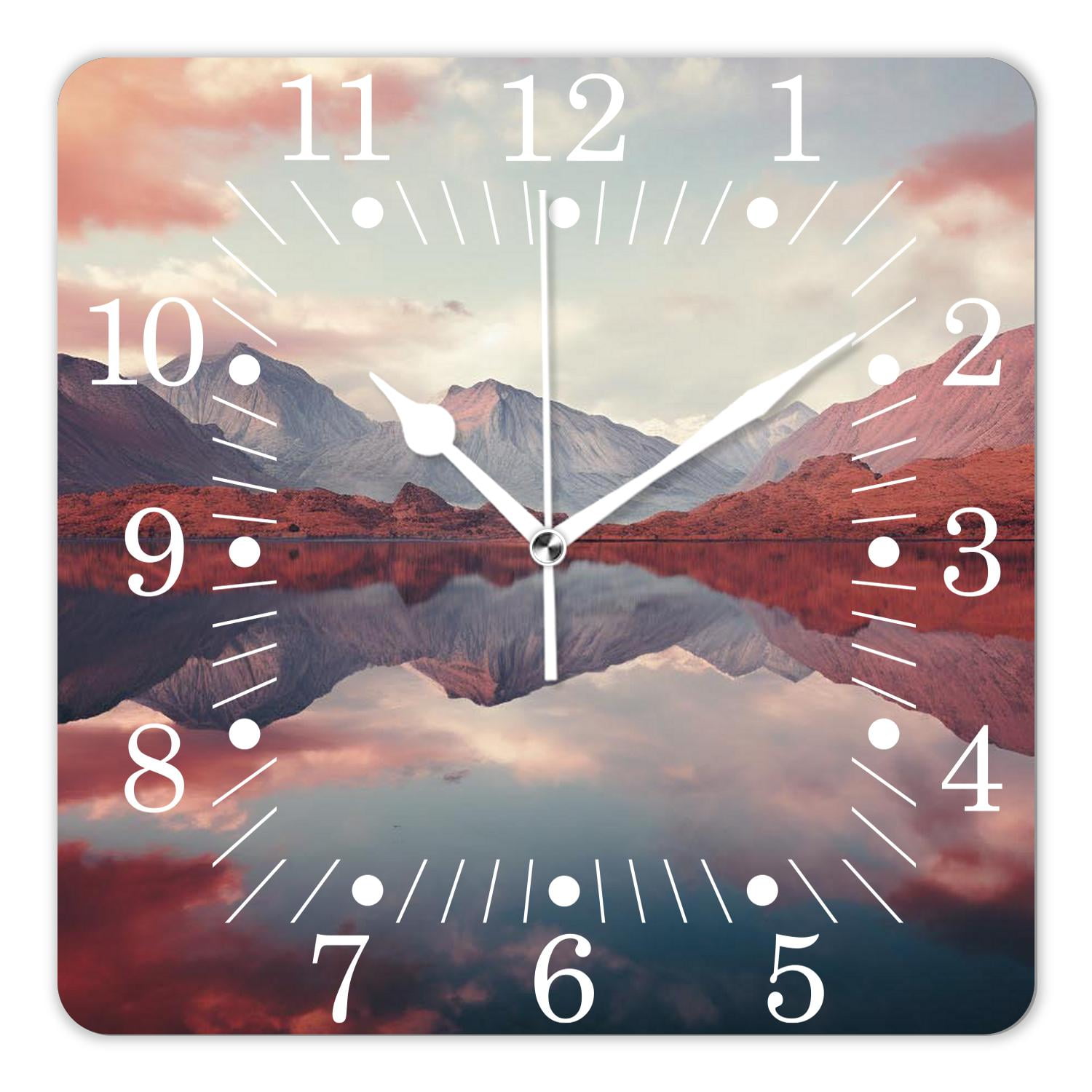 10 Inch Wall Clock Battery Operated Square Clock for Office, Kitchen ...