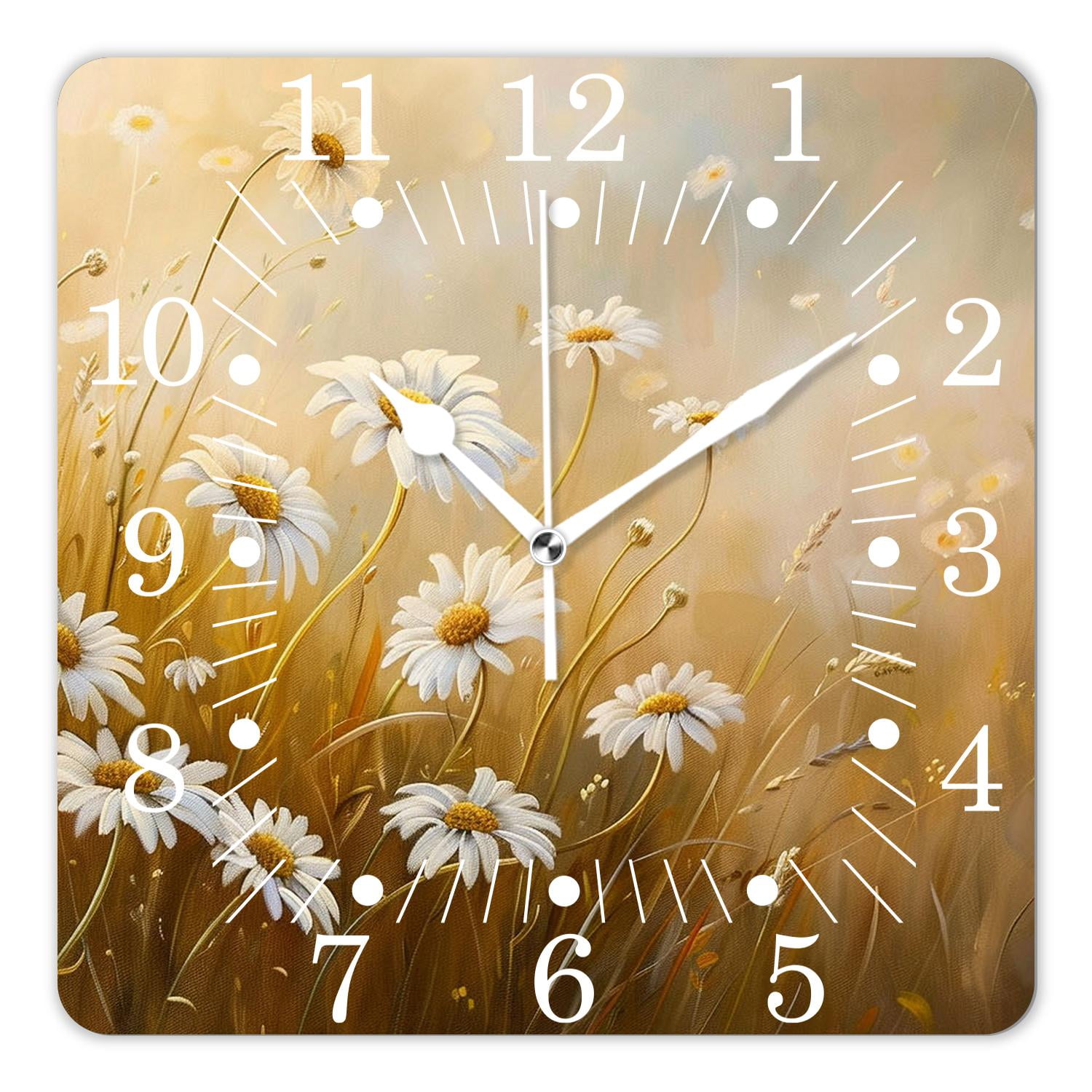 10 Inch Wall Clock Battery Operated Square Clock for Office, Kitchen ...