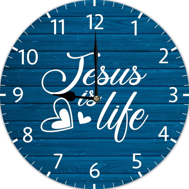 10 Inch Wall Clock Jesus Is Life Wooden Battery Operated Clocks ...