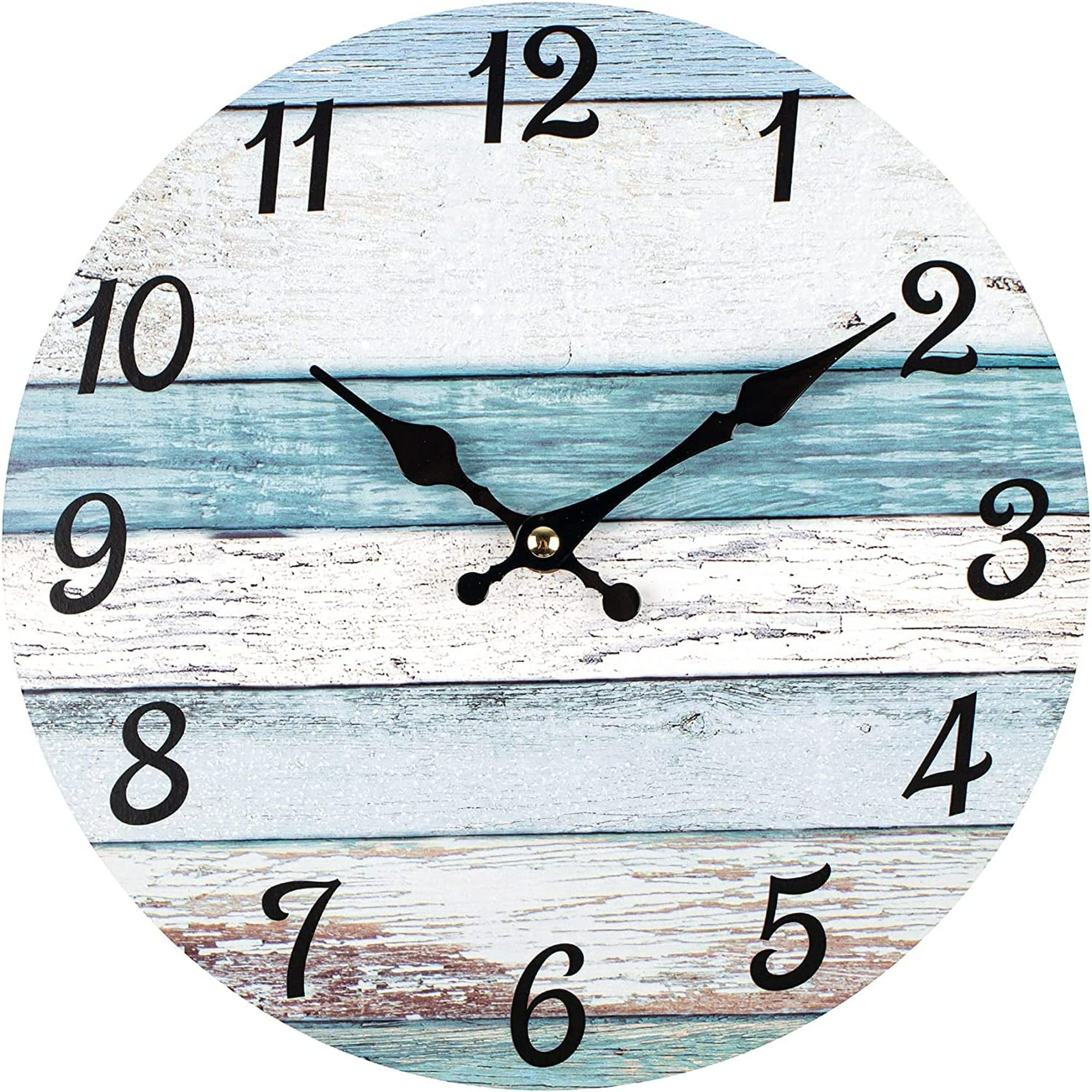 10 Inch Farmhouse Wall Clock, Silent, Non-Ticking, Battery Operated ...