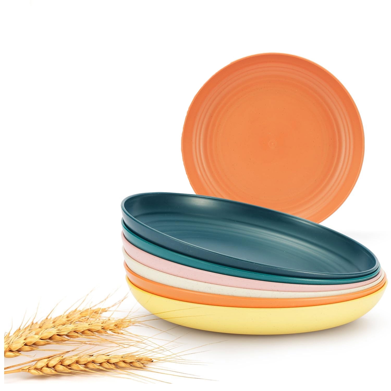 10 Inch Plastic Plates Reusable Wheat Straw Plates, Safe Deep Plastic ...