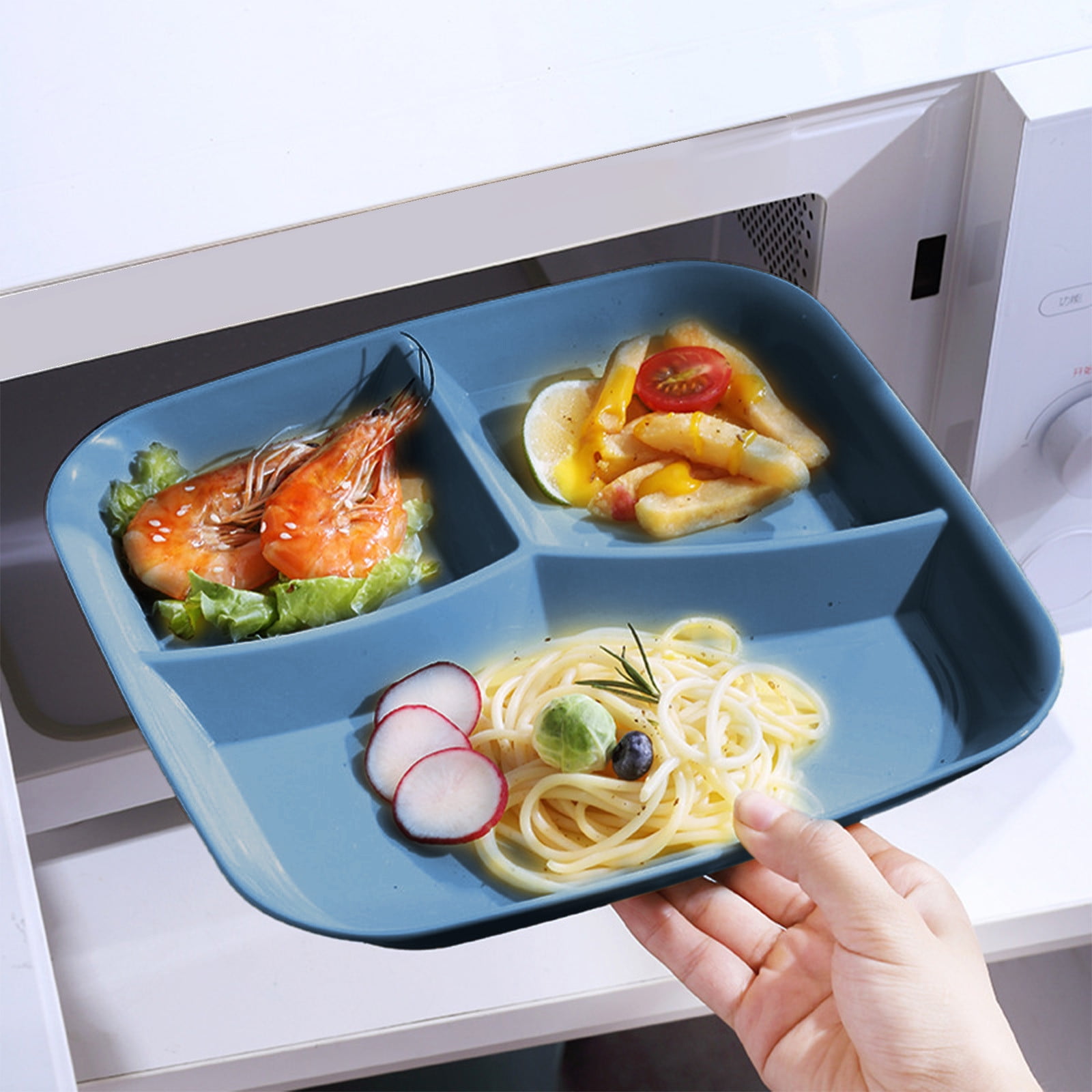 10 Inch Wheat Straw Portion Control Dinner Plates, Unbreakable Adult ...