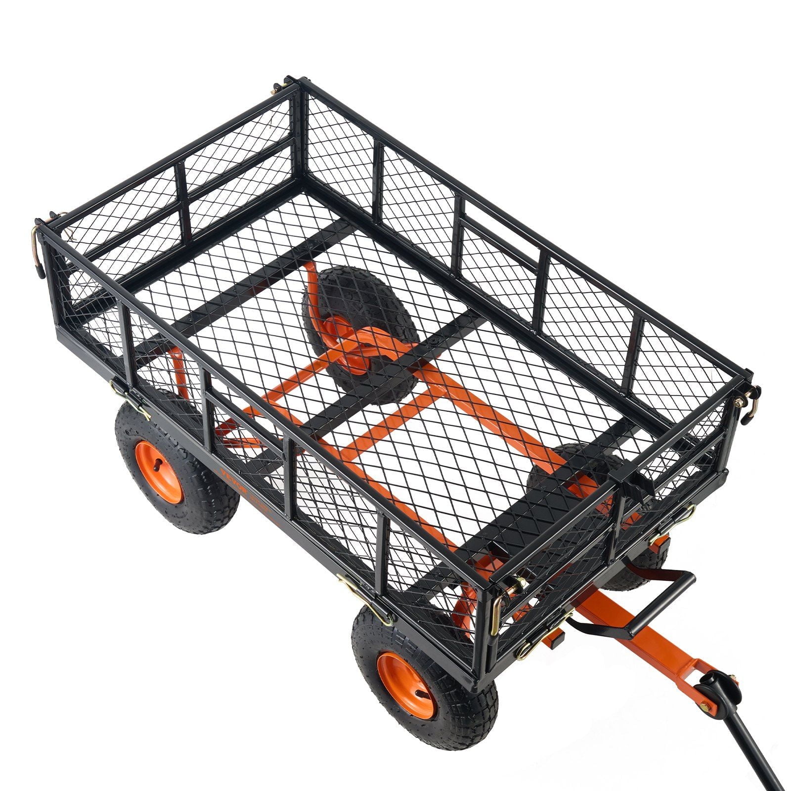 10 Inch Wheel Dump Cart, 400LBS Metal Garden Dump Wagon w/Convertible Handle, Easy Assembly ...