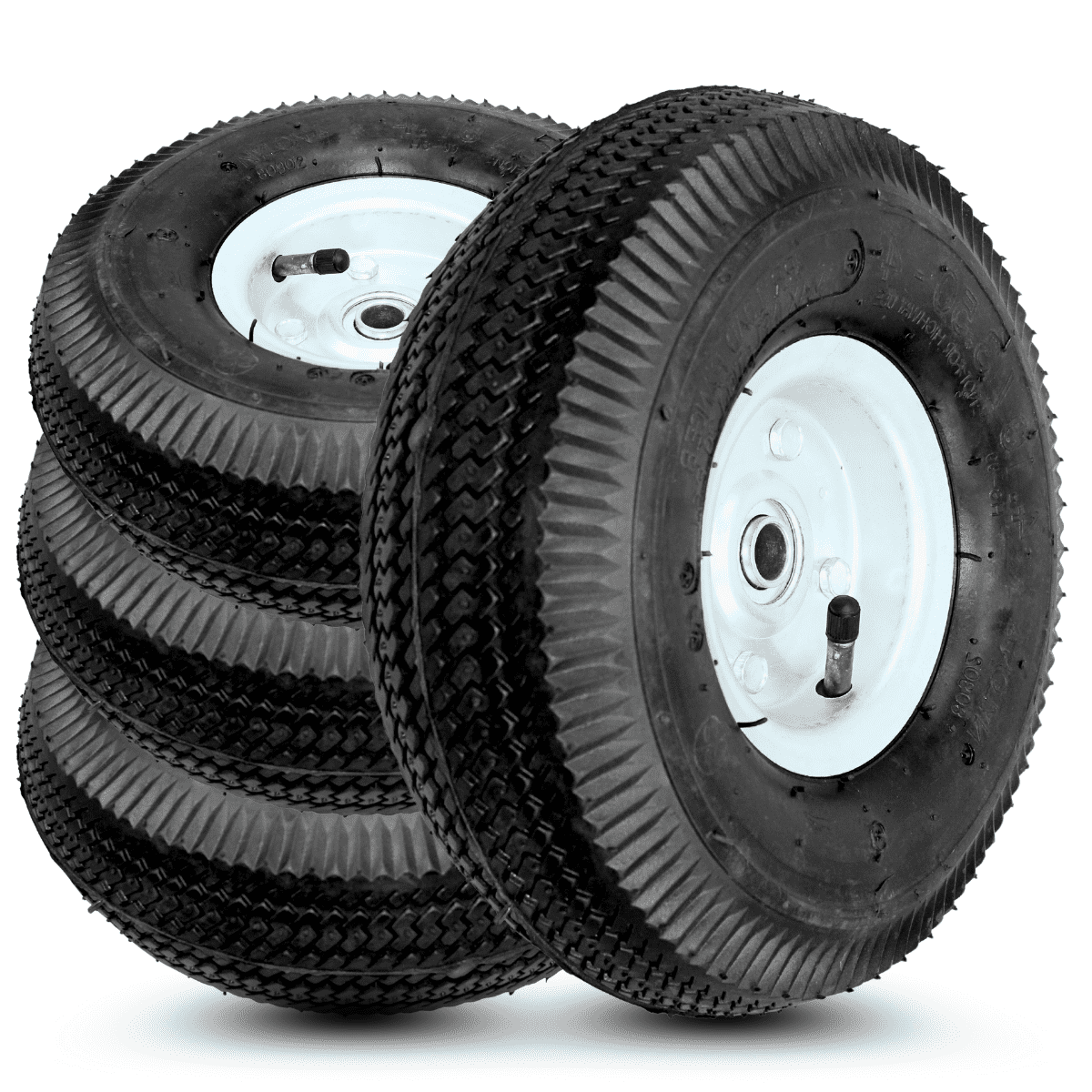 10-Inch Wheel and Tire Set - 4 Pack | 1,400 lbs Capacity Per Set | 4.10 ...
