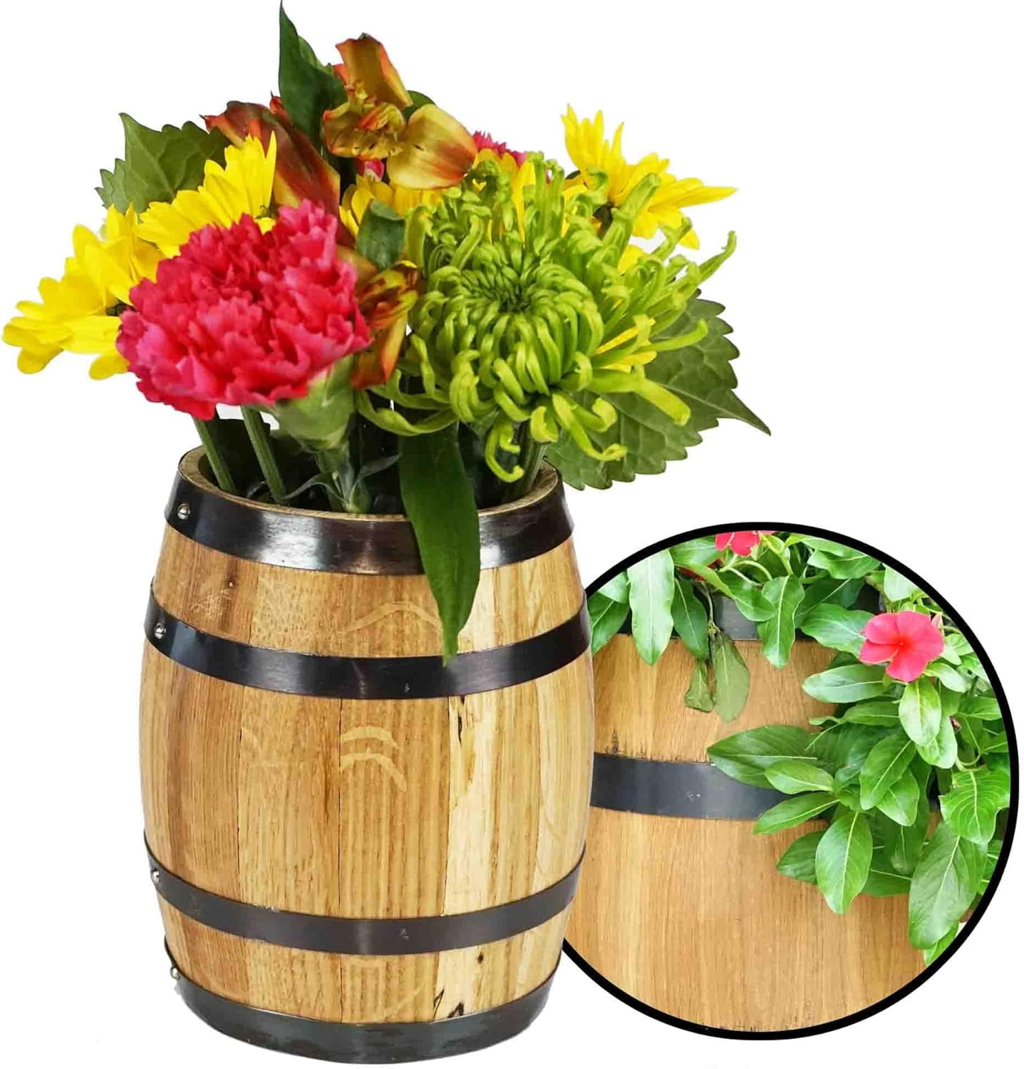 10 Inch Whiskey Barrel Planter Pot - Large Outdoor Pots for Garden ...