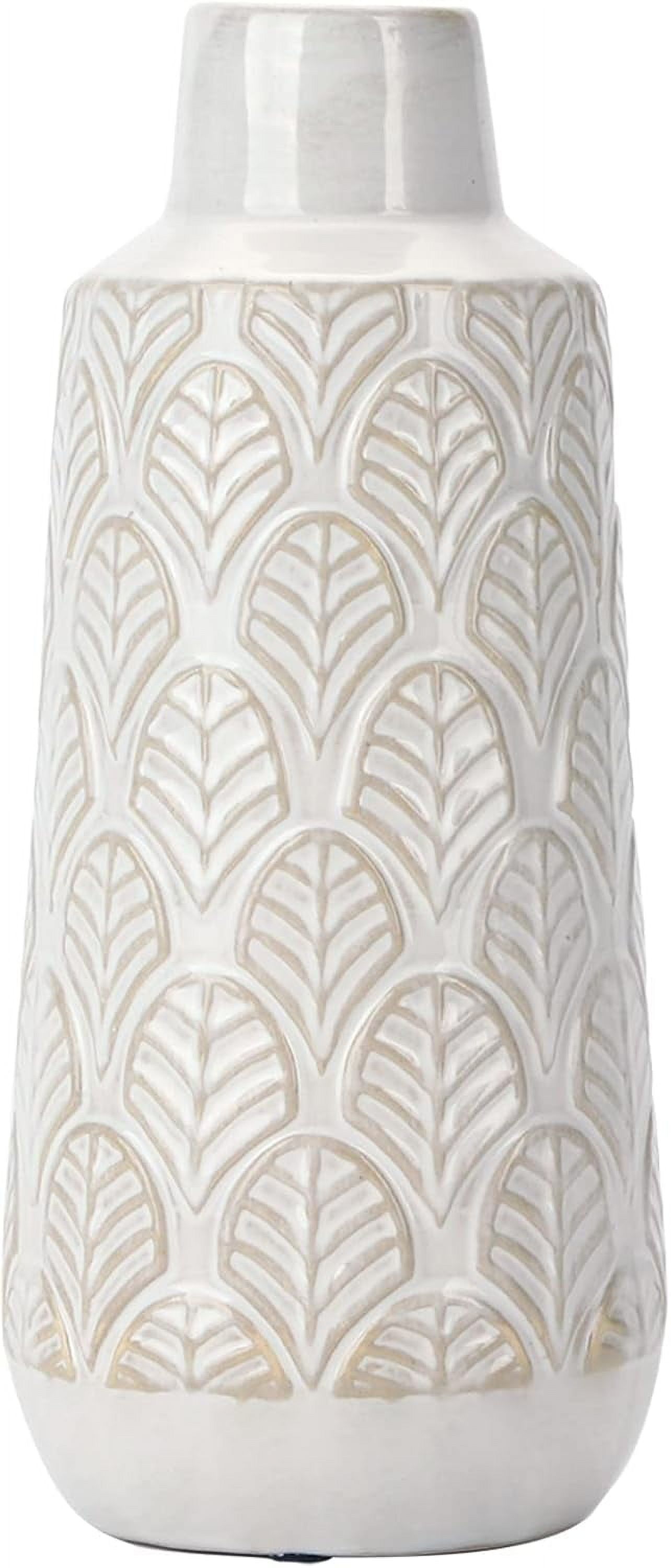 10 Inch White Ceramic Vase, Cute Flower Vase for Pampas Grass, Home ...