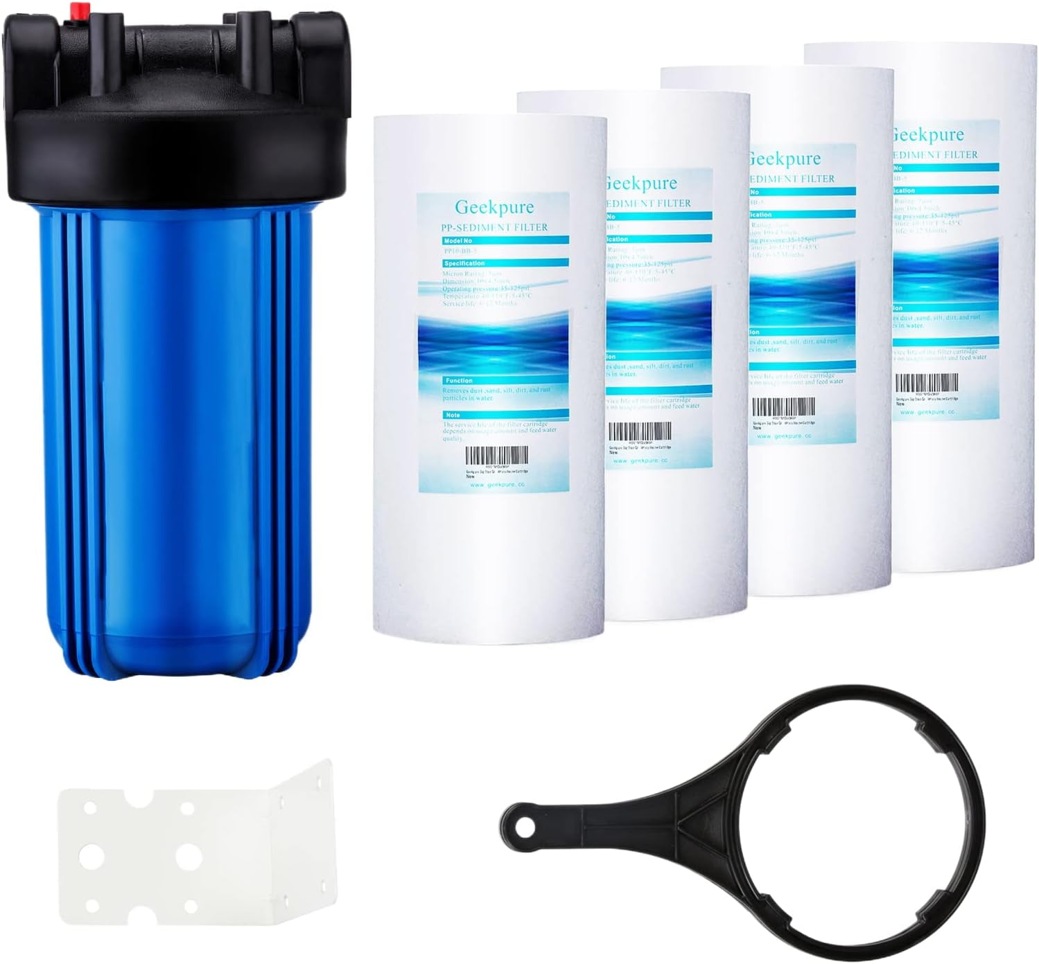 10-Inch Whole House Water Filter System with 4 PP Sediment Filters - 4. ...