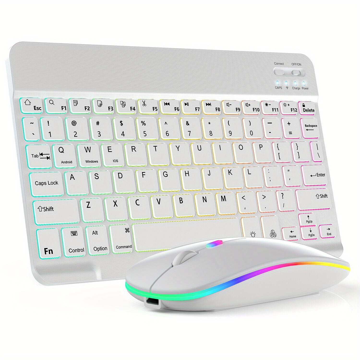 10-Inch Wireless RGB Backlit Gaming Keyboard and Mouse Set, Portable ...