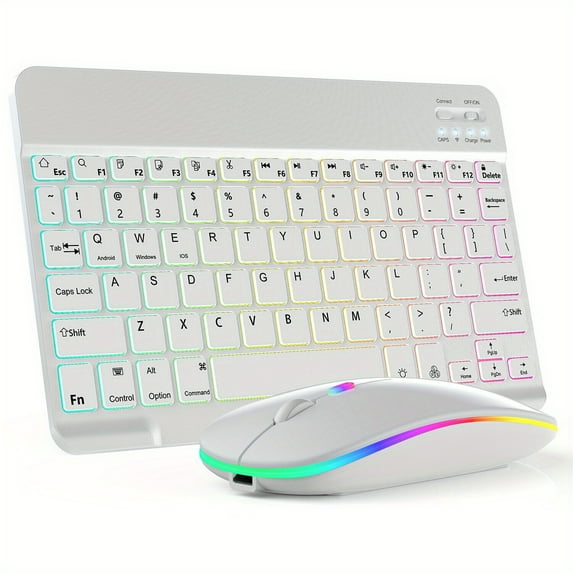 10-Inch Wireless RGB Backlit Gaming Keyboard and Mouse Set, Portable ...