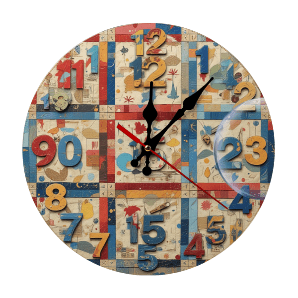 10 Inch No ticking sound Retro Wood Wall Clock with Colorful Numbers ...