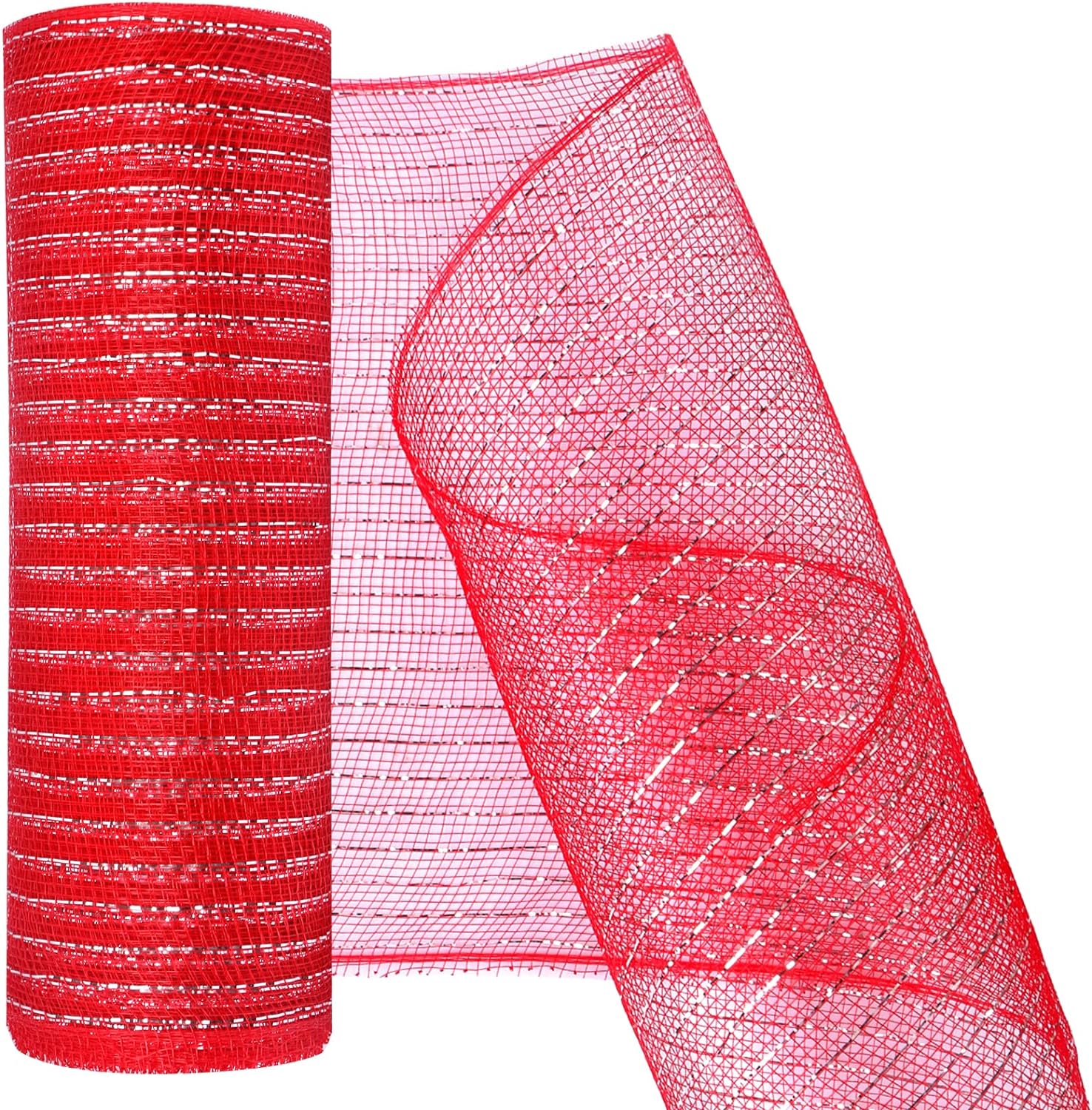 10 Inch x 30 Feet Decor Mesh Ribbon with Metallic Foil， Deco Mesh ...