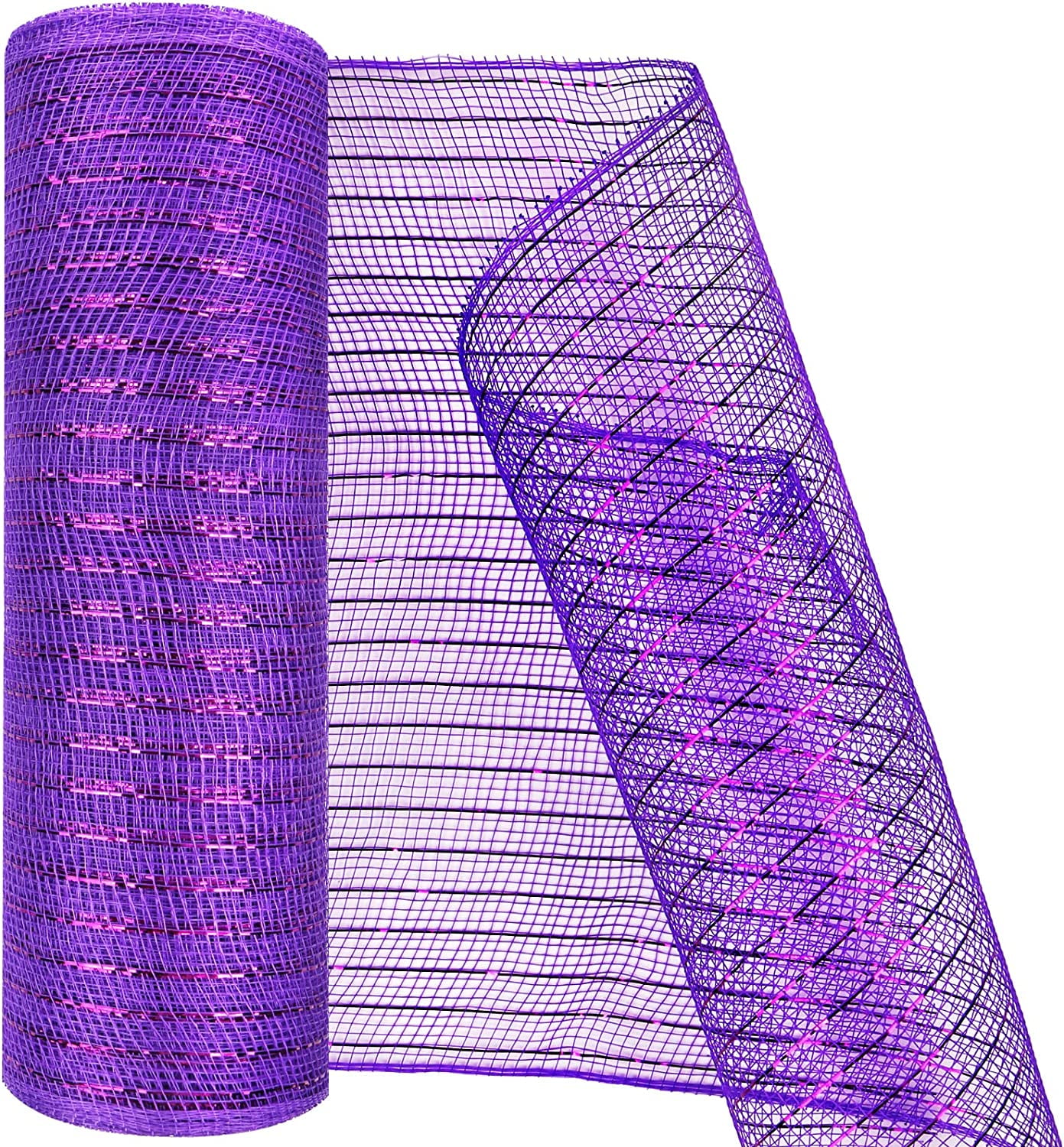 10 Inch x 30 Feet Decor Mesh Ribbon with Metallic Foil， Deco Mesh ...