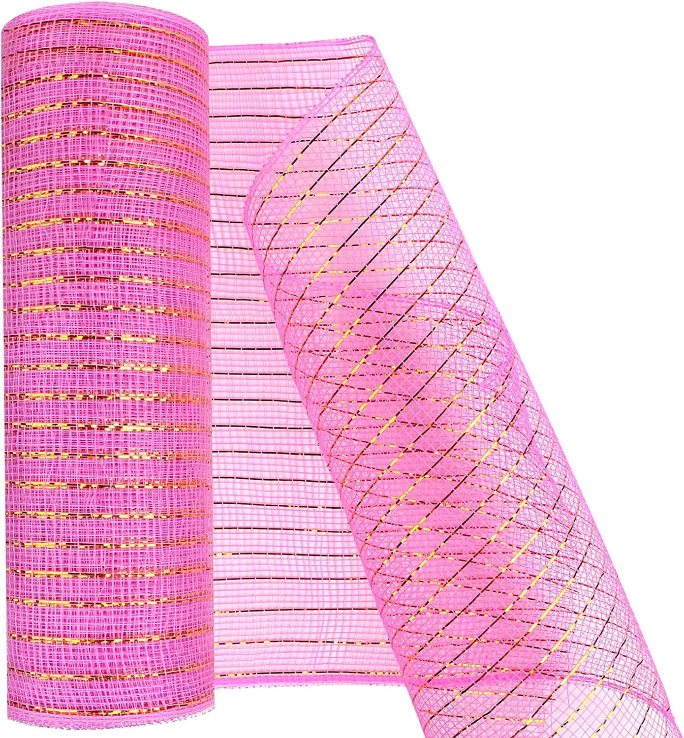 10 Inch x 30 Feet Decor Mesh Ribbon with Metallic Foil， Deco Mesh ...