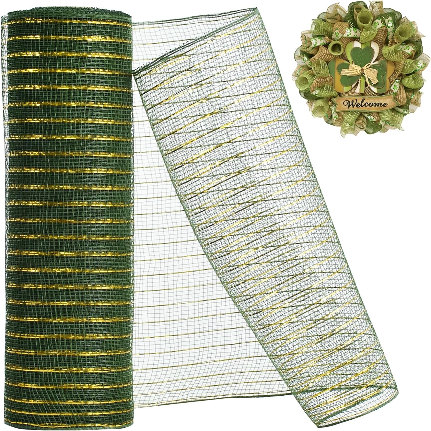 10 Inch x 10 Yards Grass Green Metallic Decorative Mesh Ribbons Fabric ...