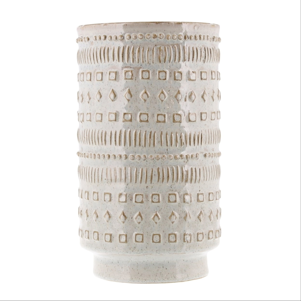 Benjara 10 Inches Embossed Ceramic Vase, White - Walmart.com