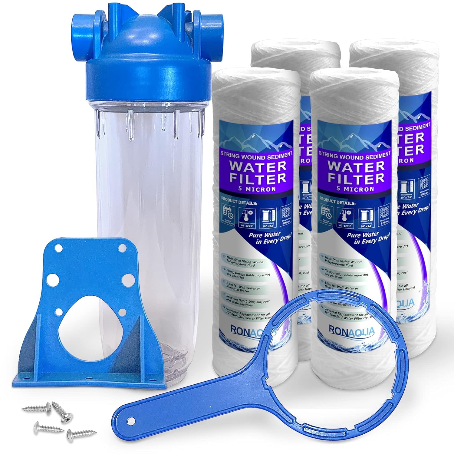 10 Inches European Design Transparent Standard Whole House Water Filter ...