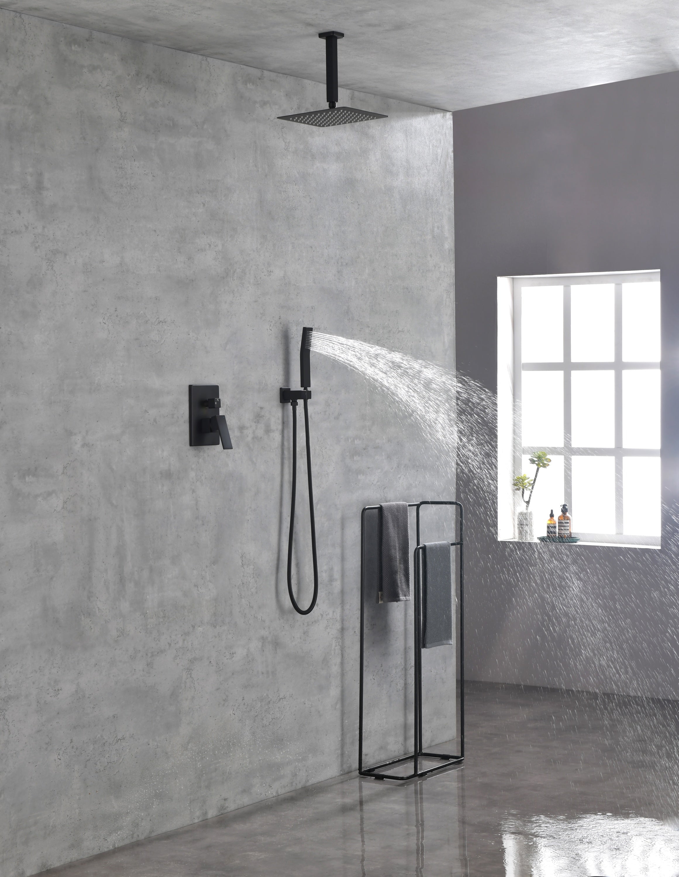 10 Inches Matte Black Shower Set System Bathroom Luxury Rain Mixer