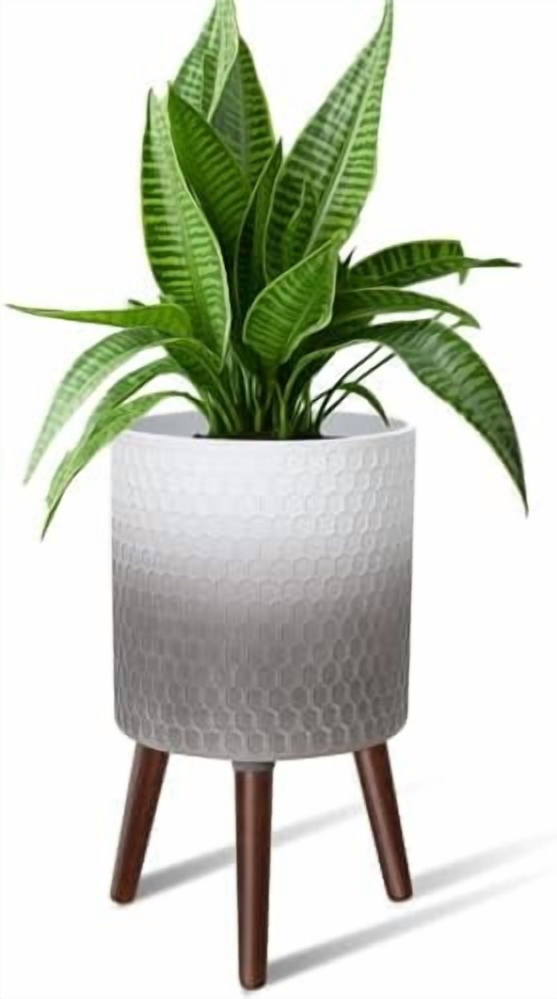10 Inches Plant Pot with Stand, Large Modern Standing Planters with ...