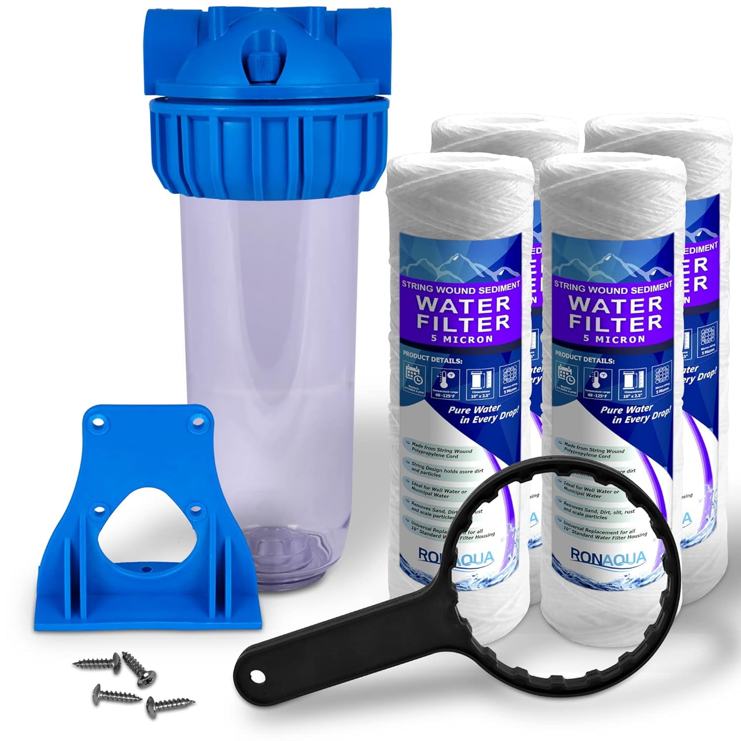 10 Inches Transparent Standard Whole House Water Filter System with ...