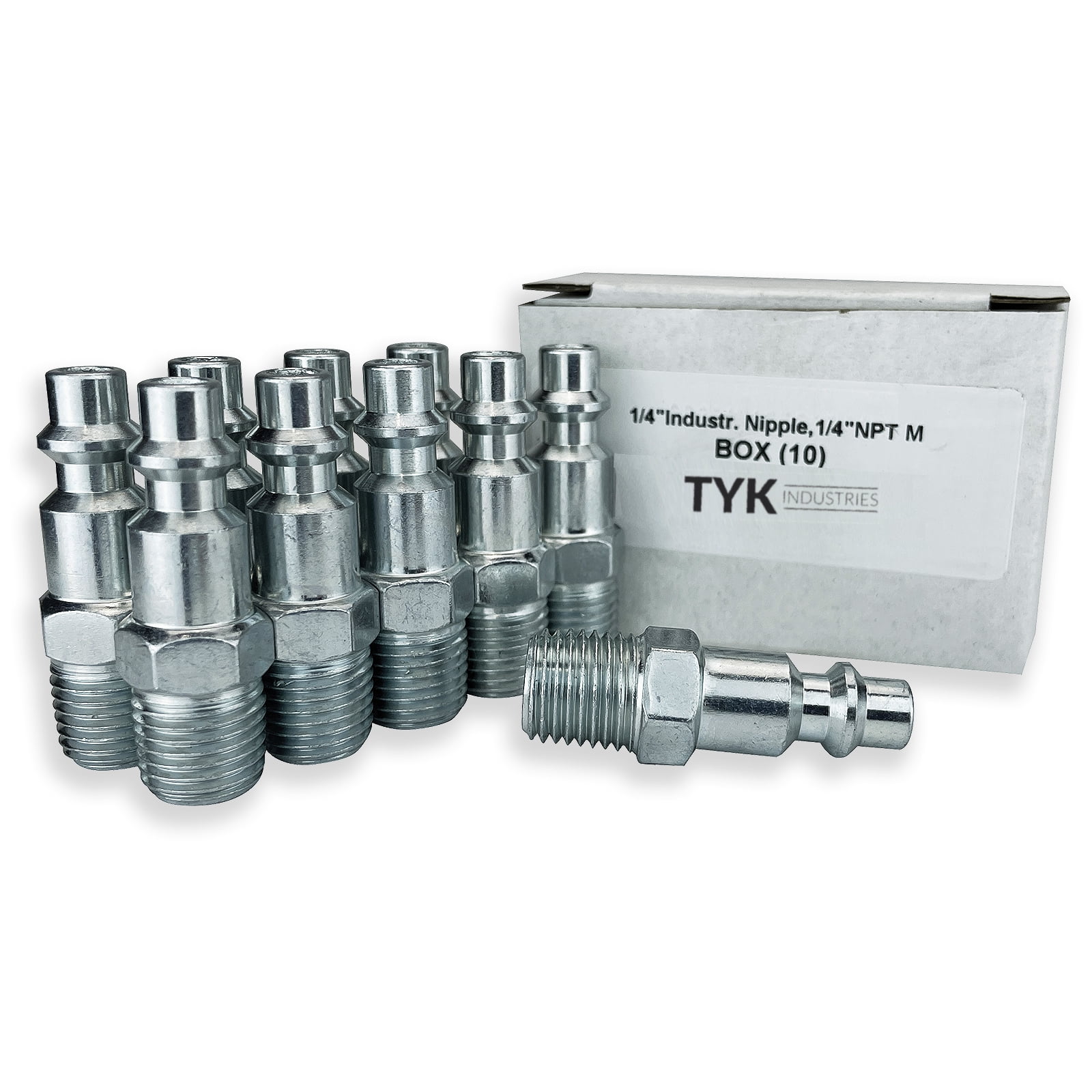 10 Industrial Style 1/4-inch NPT Male Coupler Nipples for Shop Air Line Hose Tools by TYK ...