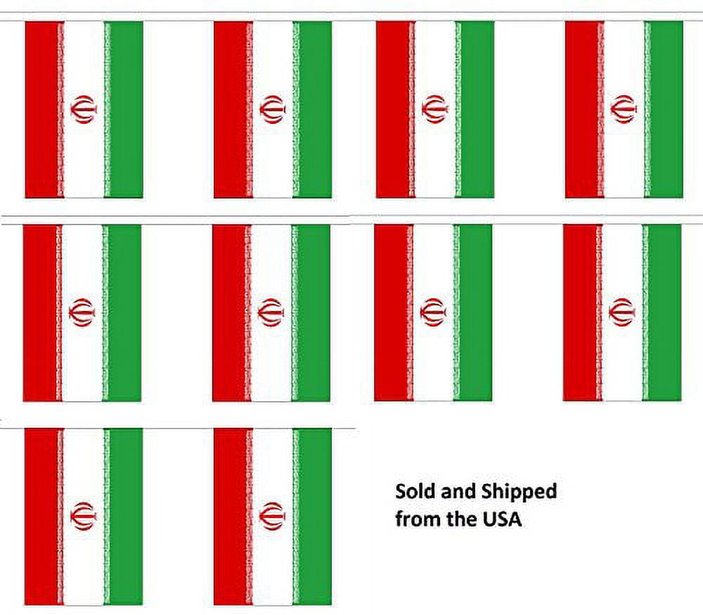 10' Iran String Flag Party Bunting Has 10 Iranian 6"x9" Polyester ...