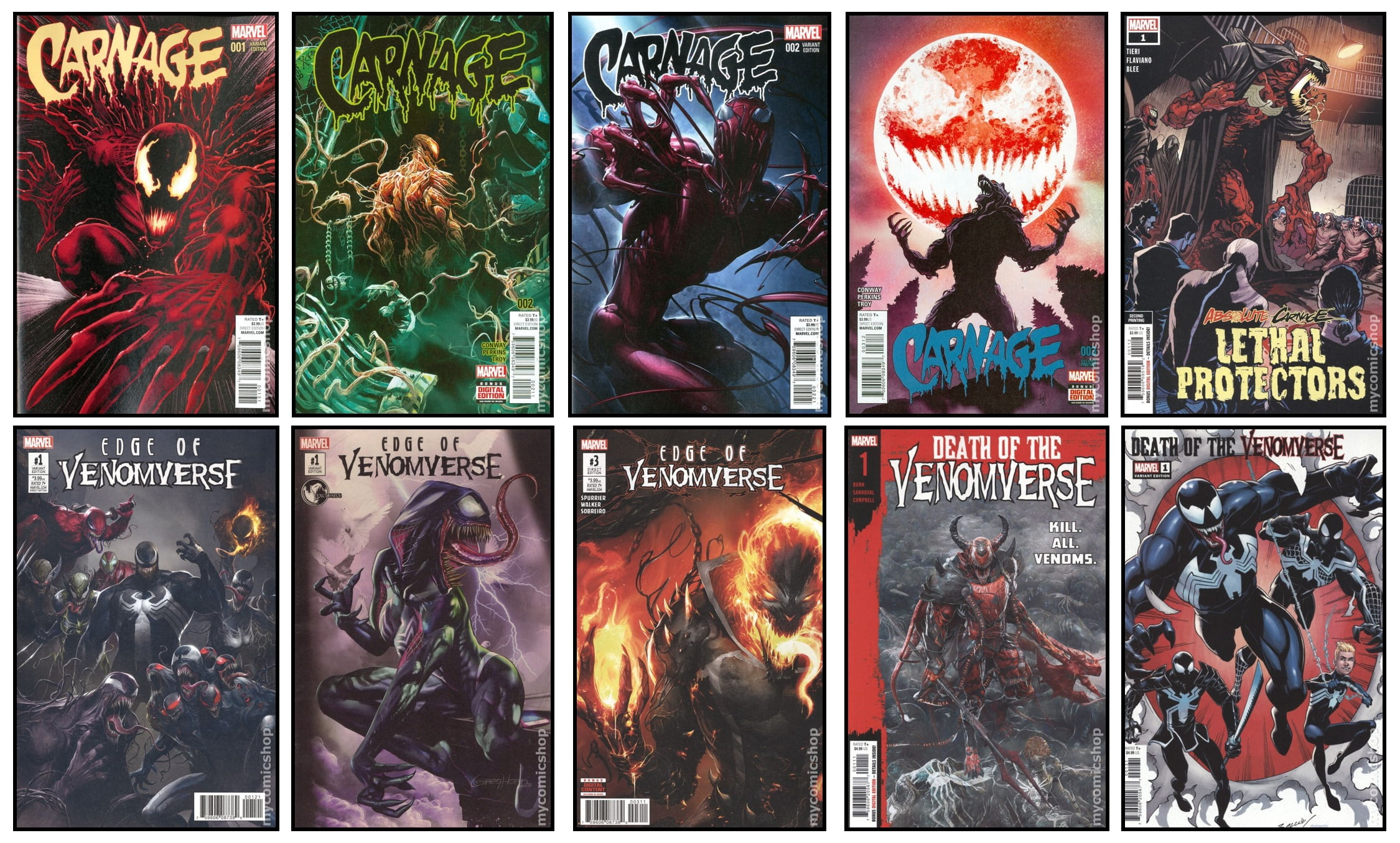 10-Issue Marvel Venom & Carnage Comic Book Gift Set – Collector’s ...
