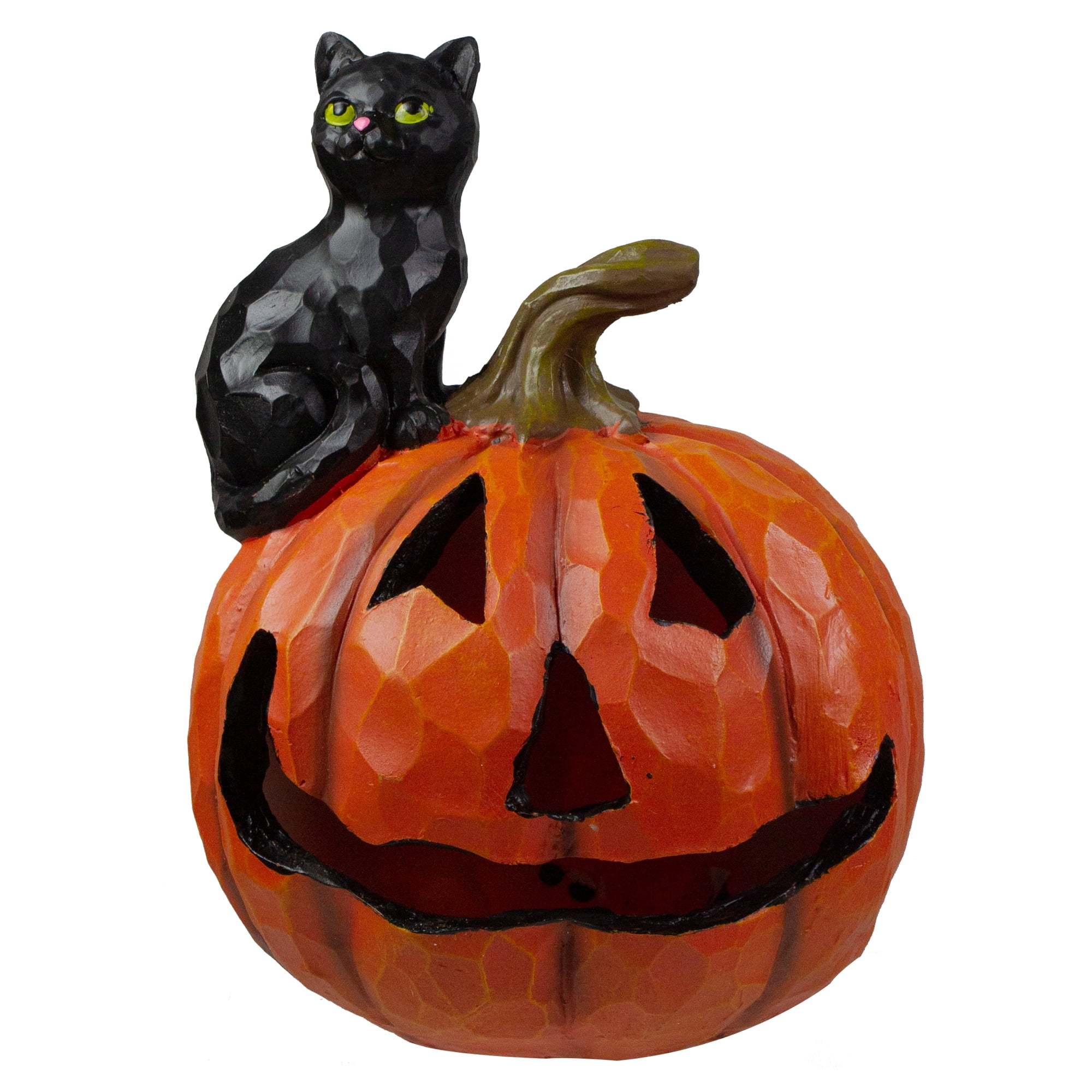 Northlight LED Lighted Jack-O-Lantern and Black Cat Halloween Figurine ...