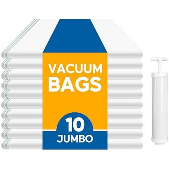 10 Jumbo Vacuum Seal Bags with Hand Pump, Vacuum Storage Bags, Space ...