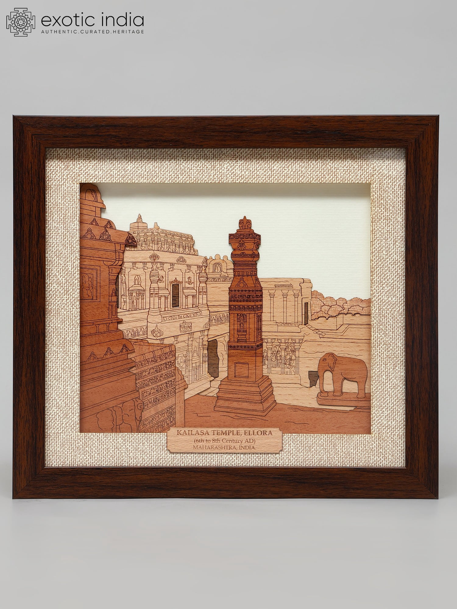 10" Kailasa Temple, Ellora | Wood Carved Frame | Wall Hanging - Walmart.com