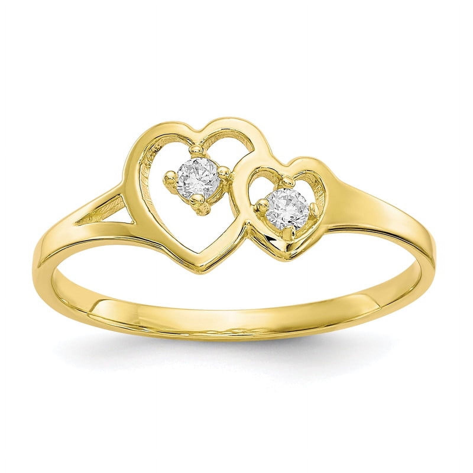 10 Karat Yellow Gold Ovar Double Heart Cubic Zirconia Ring - Walmart.com