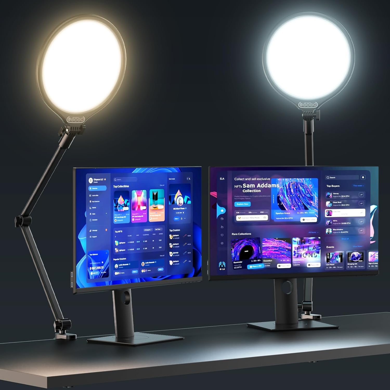 10" Key Light for Streaming, Desk Light with Adjustable Arm (1 Pack ...