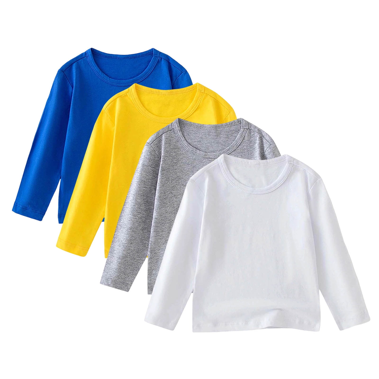 10 Kid Girl Boy Tops Shirts 4 Pack Cotton Kids Long Sleeve Shirts Boys ...