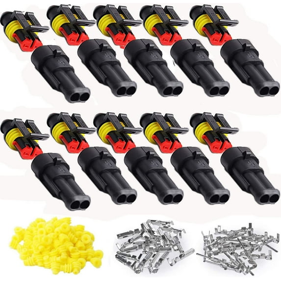 10 Kits 2 Pin Car Waterproof Electrical Connector, Car Waterproof Plug ...