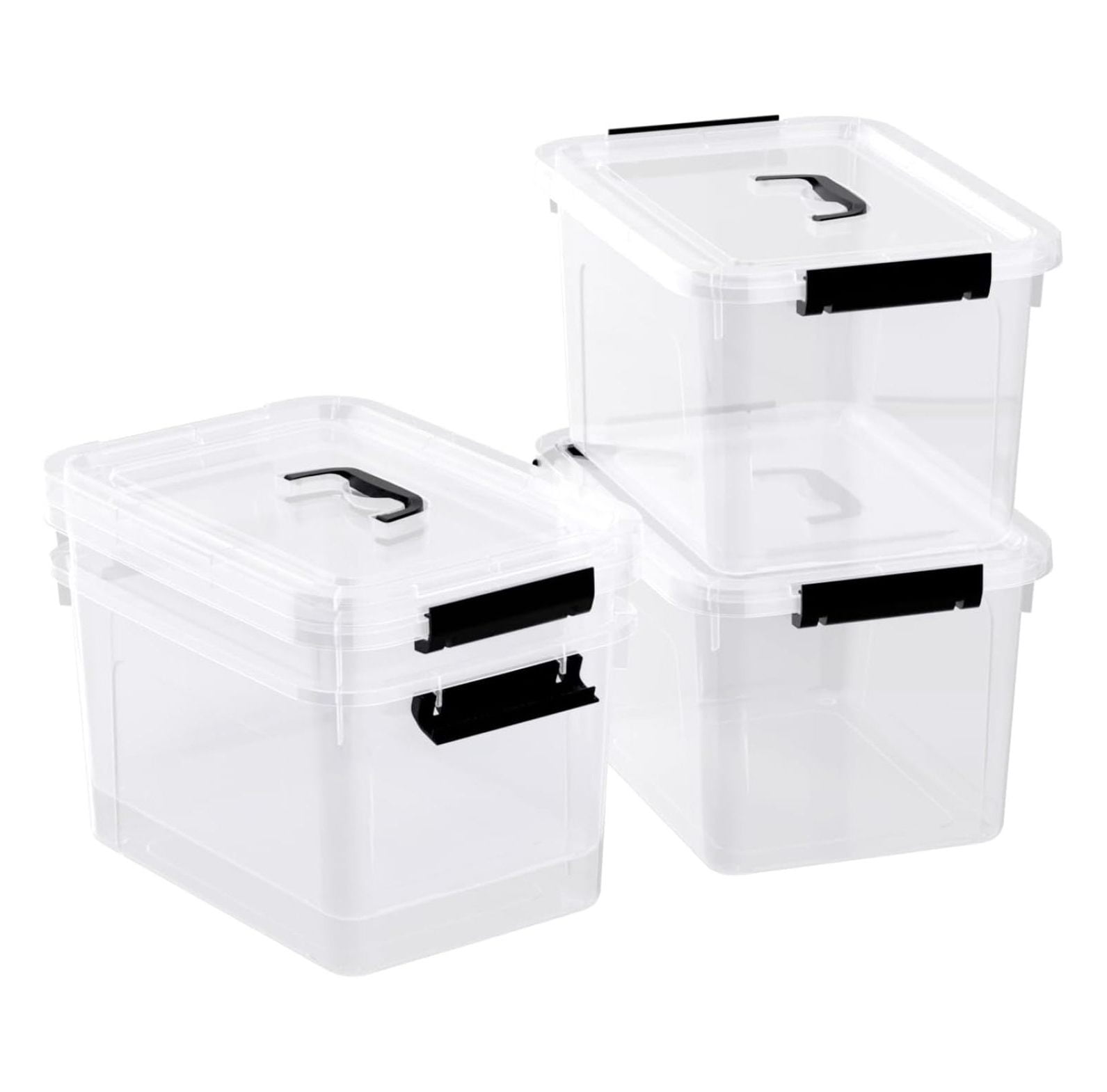 10 L Plastic Storage Box with Handle, 4-Pack Clear Storage Box ...